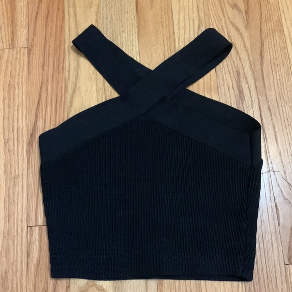 Aritzia | Tops | Aritzia Babaton Black Cross Neck Top | Poshmark